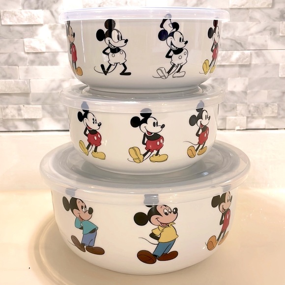 Disney | Kitchen | Disney Mickey Mouse Evolution 3pc Vented Ceramic ...
